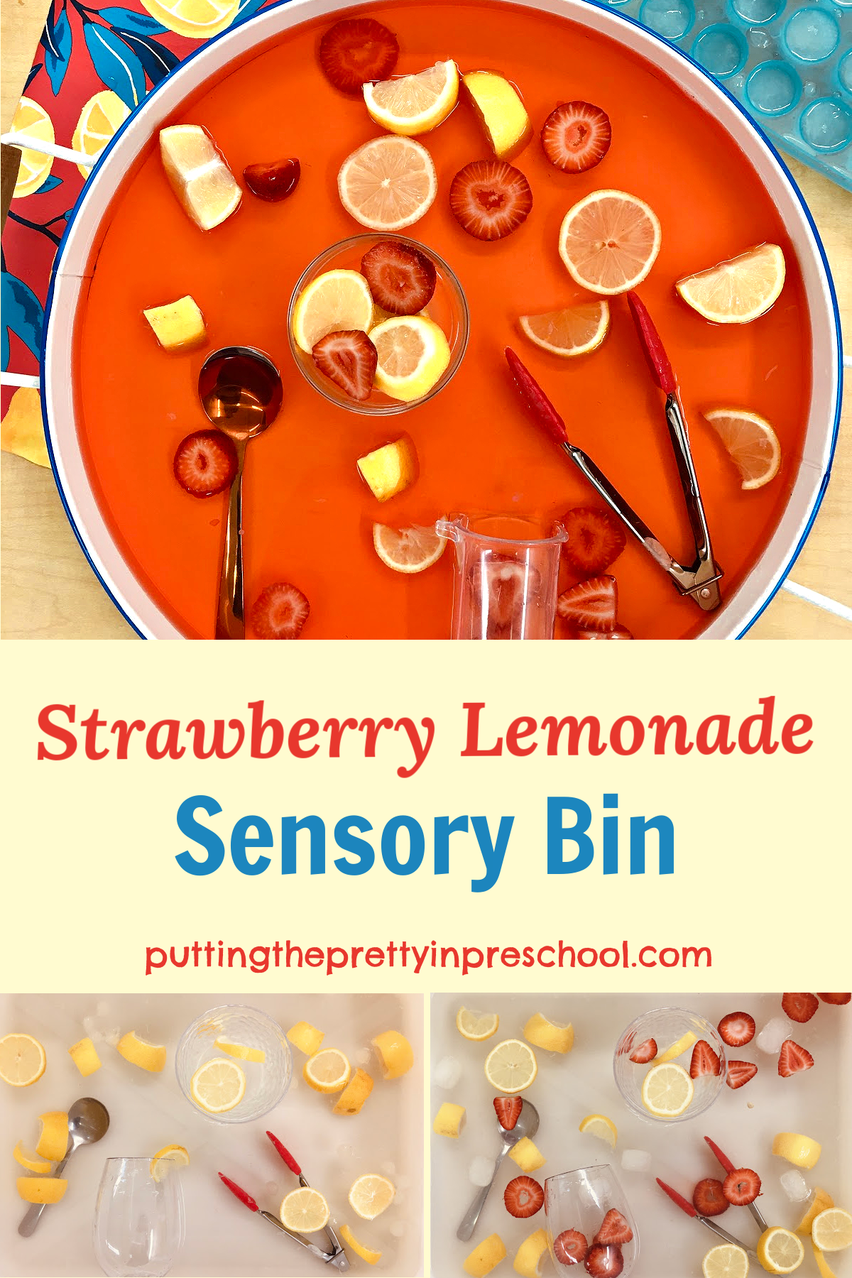 Strawberry Lemonade Sensory Bin