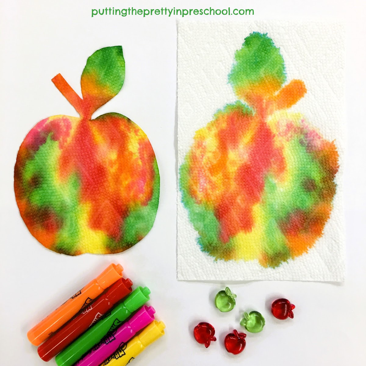 Watercolor Apples With Markers
